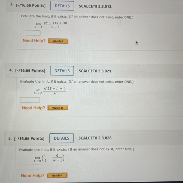 Solved Evaluate the limit, if it exists. (If an answer does | Chegg.com