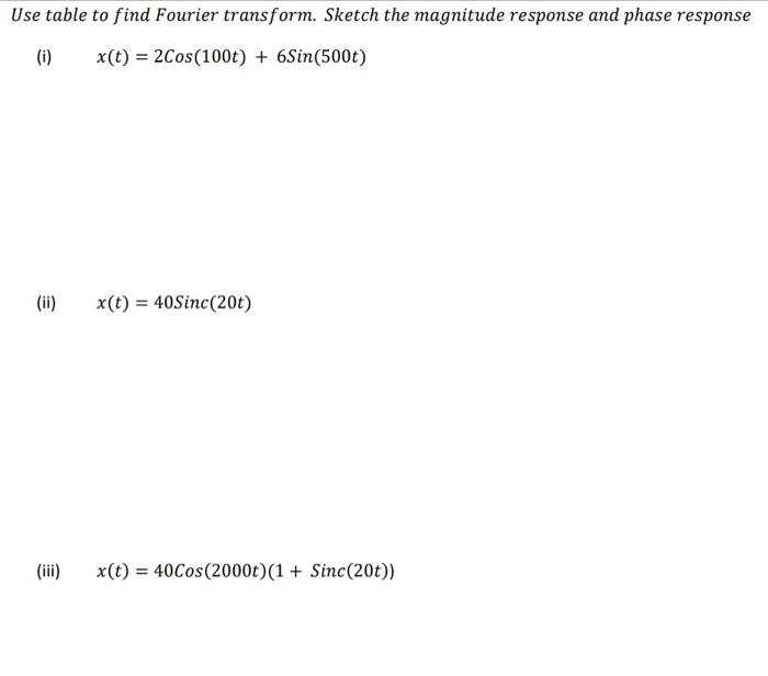 Solved Use table to find Fourier transform. Sketch the | Chegg.com