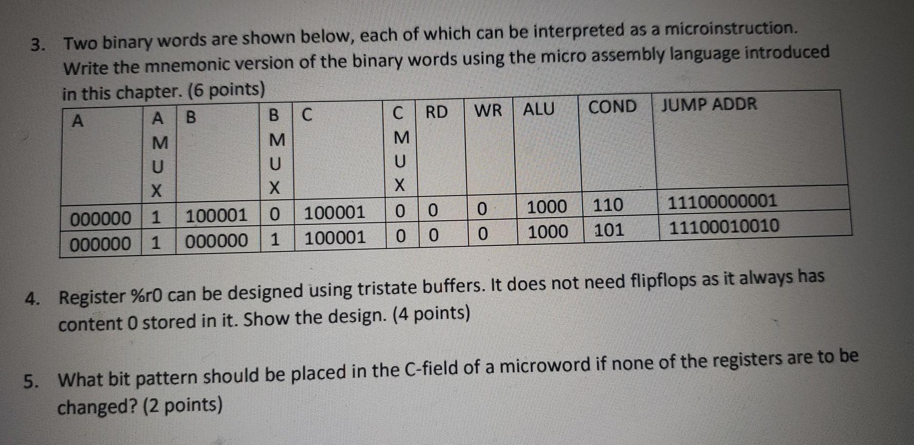 Solved 3. Two binary words are shown below, each of which | Chegg.com