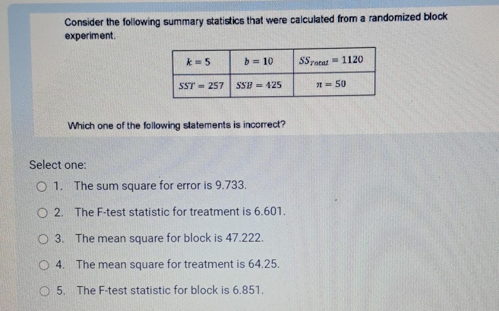 Solved Consider the following summary statistics that were | Chegg.com