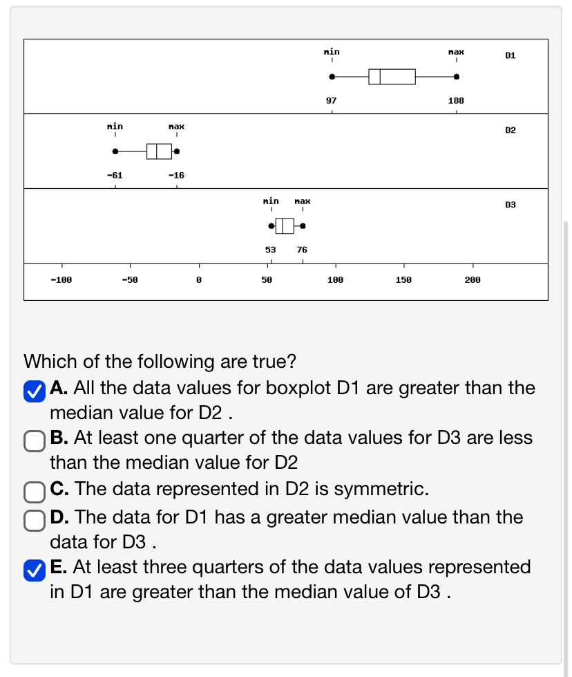 Solved Which of the following are true?A. ﻿All the data | Chegg.com