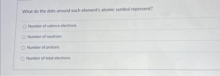 Solved What do the dots around each element's atomic symbol | Chegg.com
