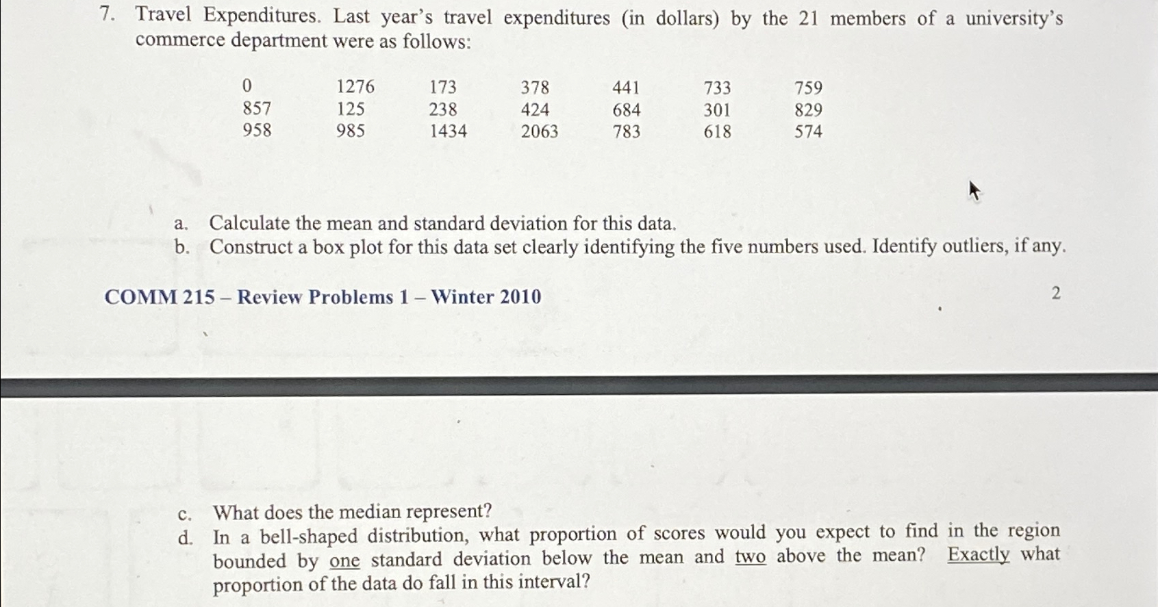 Solved Travel Expenditures. Last year's travel expenditures | Chegg.com