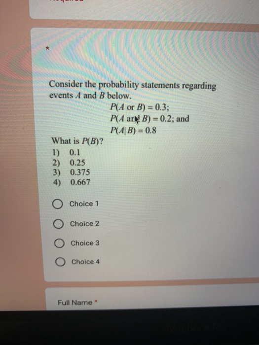 Solved Consider the probability statements regarding events | Chegg.com