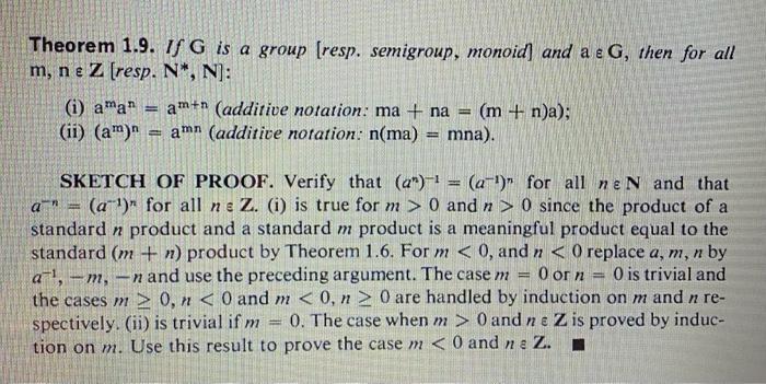 Solved Theorem 1.9. If G is a group (resp. semigroup, monoid | Chegg.com