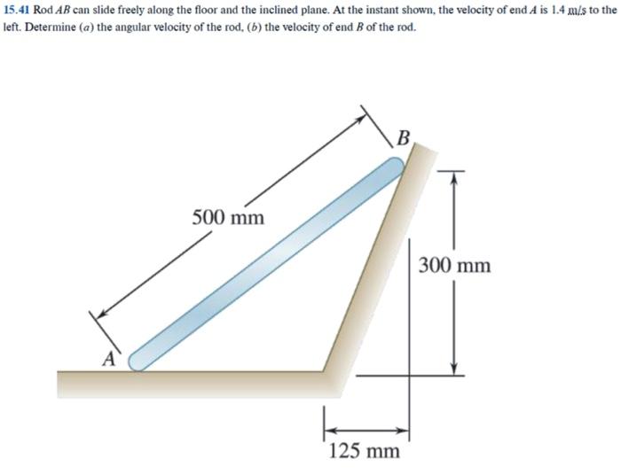 Solved 15.41 Rod AB can slide freely along the floor and the | Chegg.com