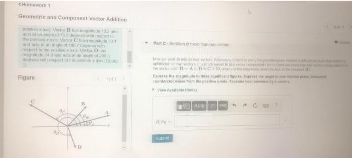 Solved Geometric and Component Vector Addition Four vectors | Chegg.com