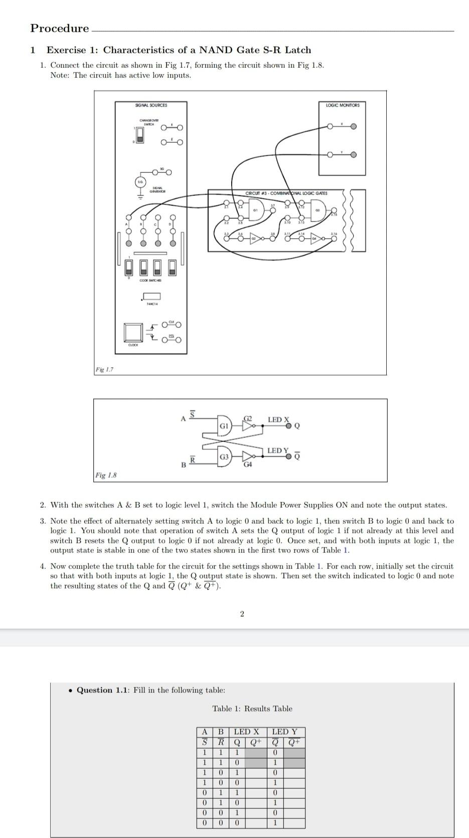 Procedure 1 Exercise 1: Characteristics of a NAND | Chegg.com