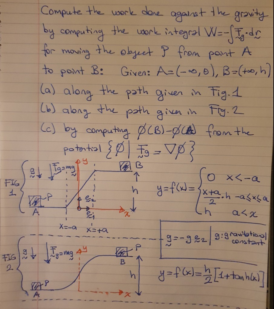 Solved Compute the work done against the gravity by | Chegg.com