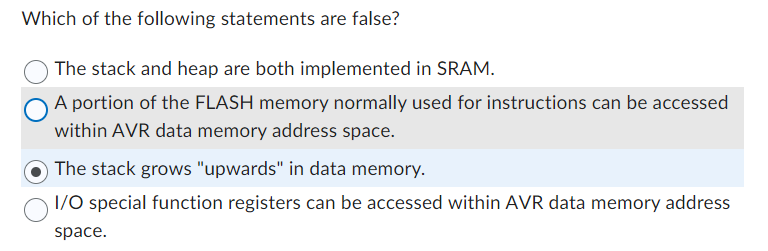 Which of the following statements are false?The stack | Chegg.com