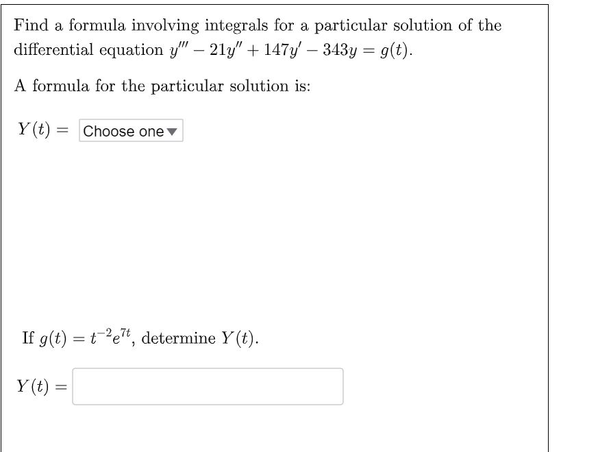 Solved Find a formula involving integrals for a particular | Chegg.com