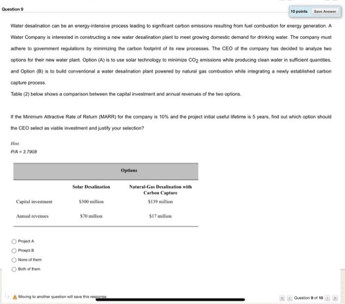 Solved Water desalination can be an energy-intensive process | Chegg.com