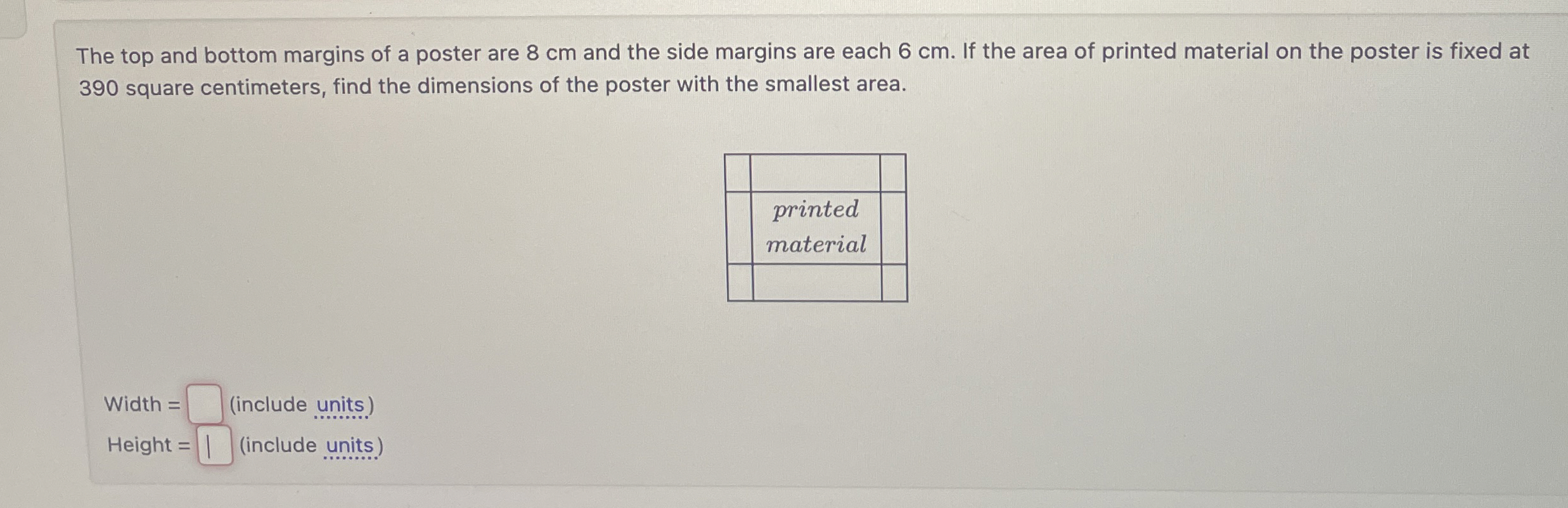 Solved The top and bottom margins of a poster are 8 ﻿cm and | Chegg.com