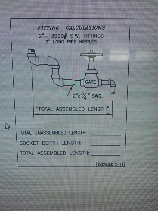 Solved FITTING CALCULATIONS 2"- 3000# S.W. FITTINGS 3" LONG | Chegg.com