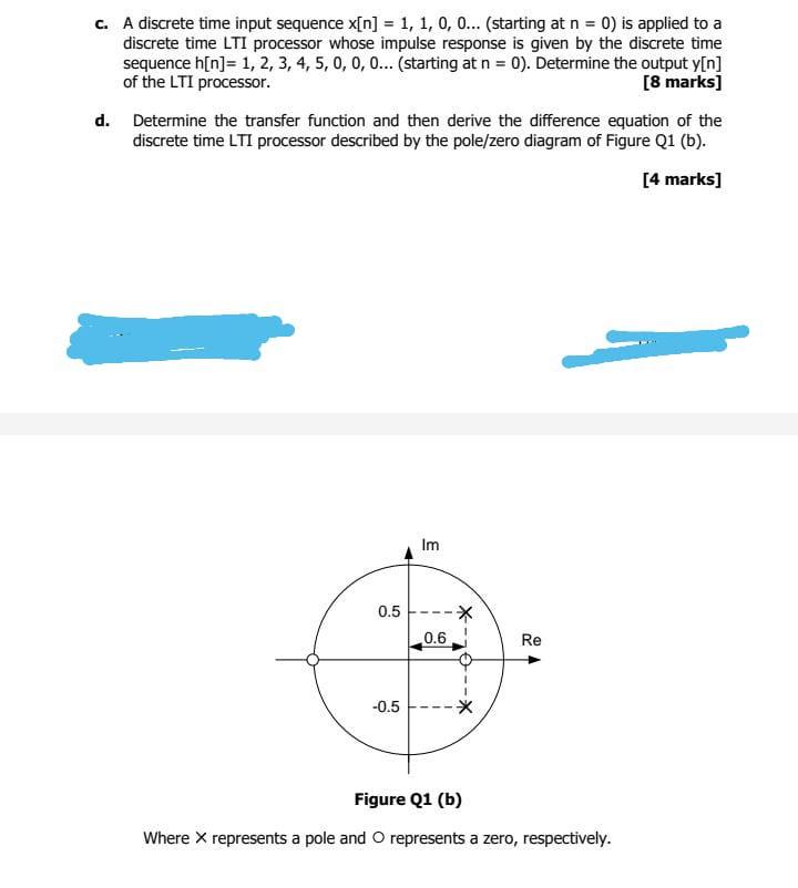 Solved c. A discrete time input sequence x[n]=1,1,0,0… | Chegg.com