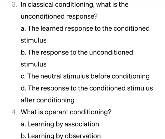 Solved In classical conditioning, what is the unconditioned | Chegg.com