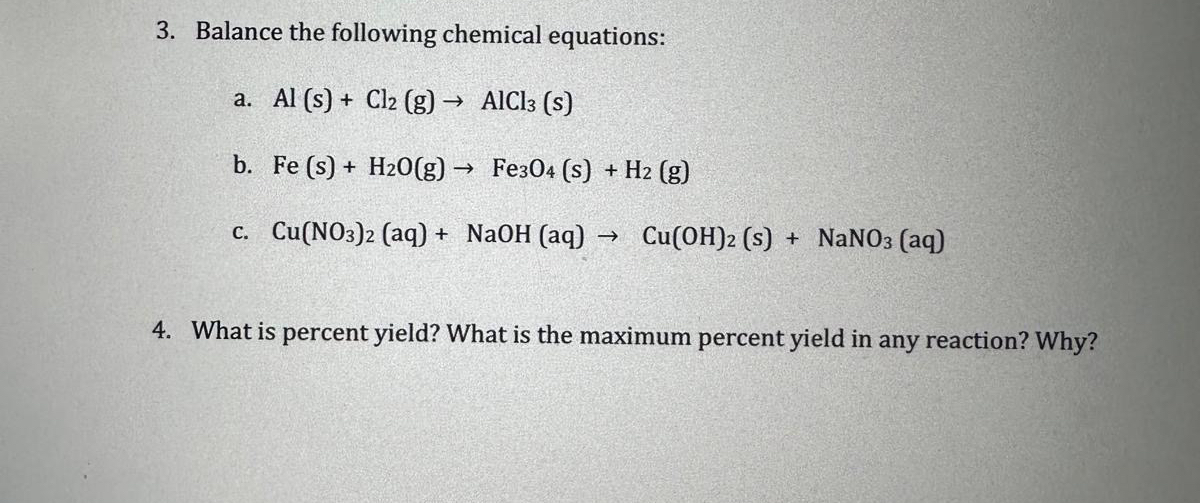 Solved Balance the following chemical | Chegg.com