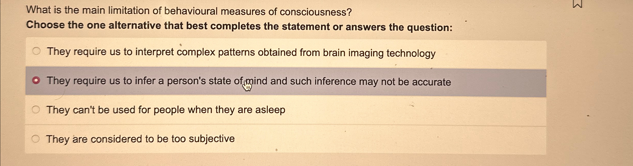 Solved What is the main limitation of behavioural measures | Chegg.com