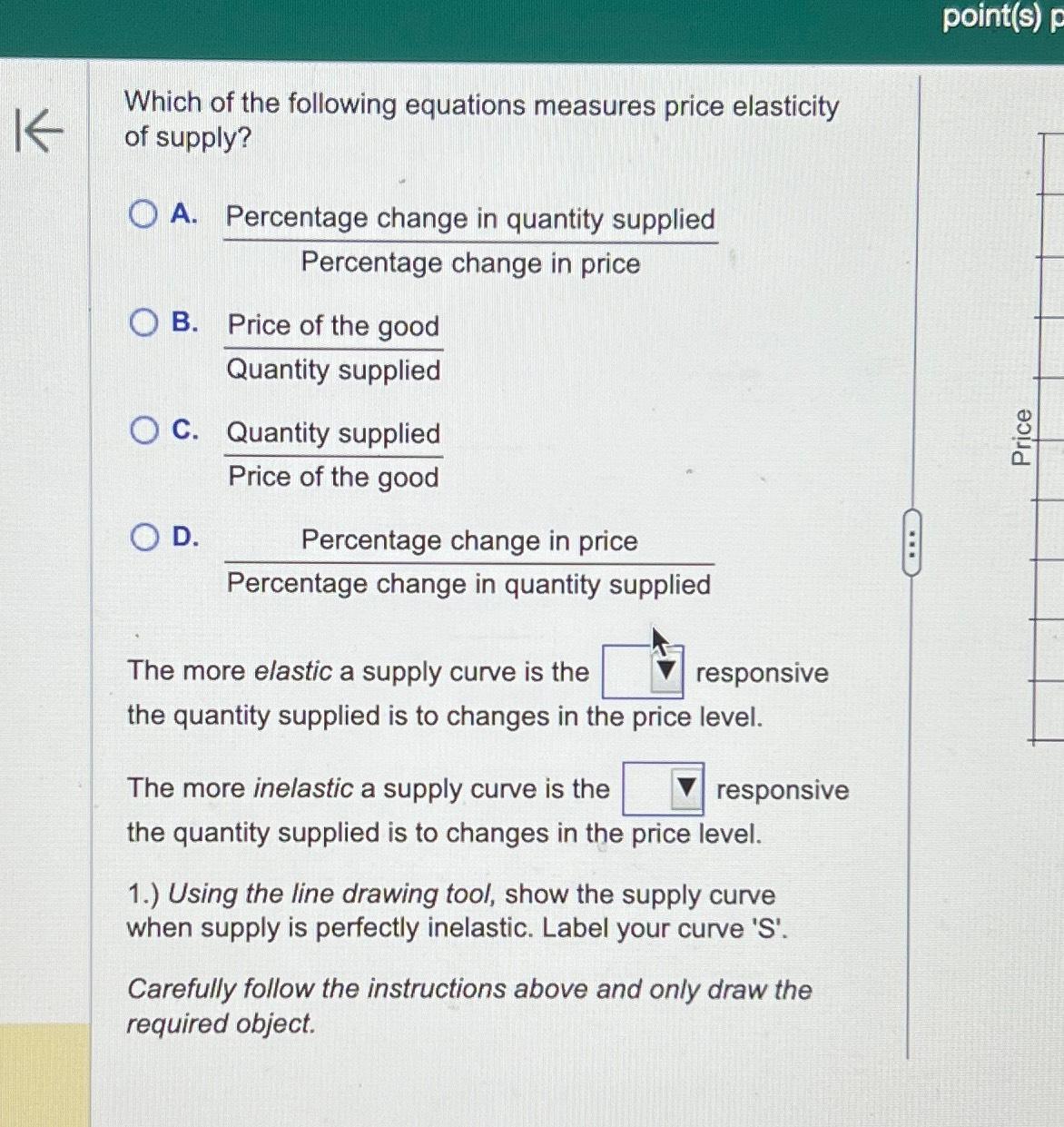 Solved Which of the following equations measures price | Chegg.com