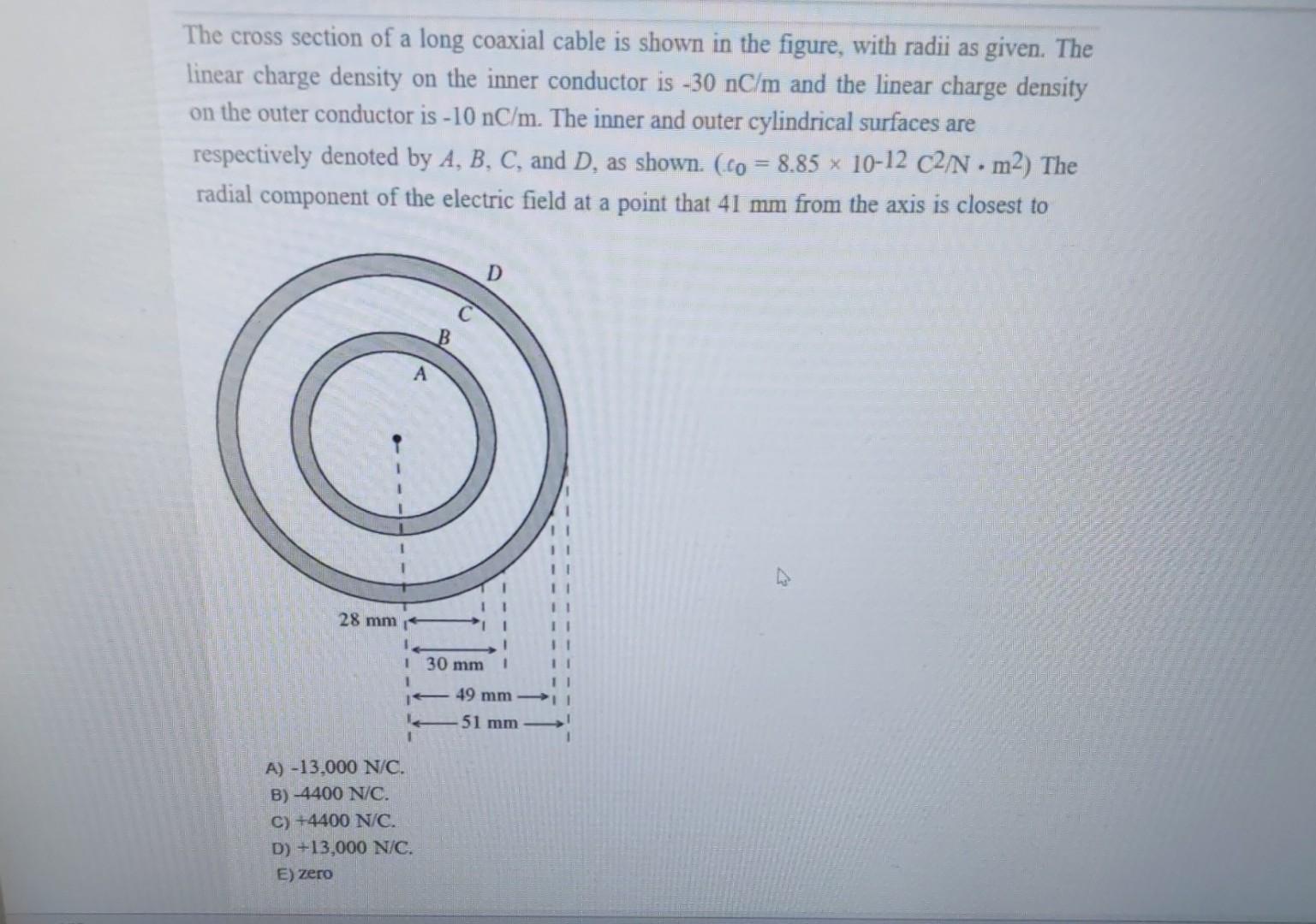 Solved The cross section of a long coaxial cable is shown in | Chegg.com
