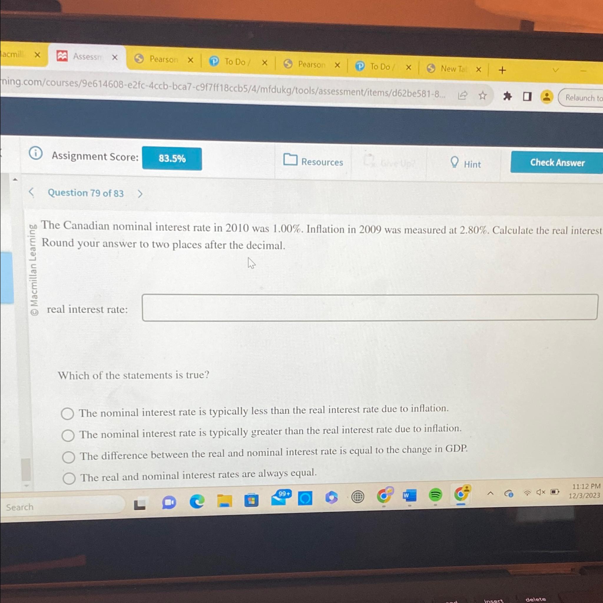 Solved Assignment Score:ResourcesHintQuestion 79 ﻿of 83The | Chegg.com