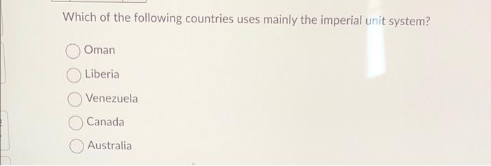 Solved Which of the following countries uses mainly the | Chegg.com
