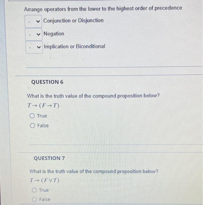 Solved Arrange operators from the lower to the highest order | Chegg.com