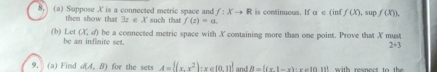 (a) ﻿Suppose x ﻿is a connected metric space and f:x→R | Chegg.com