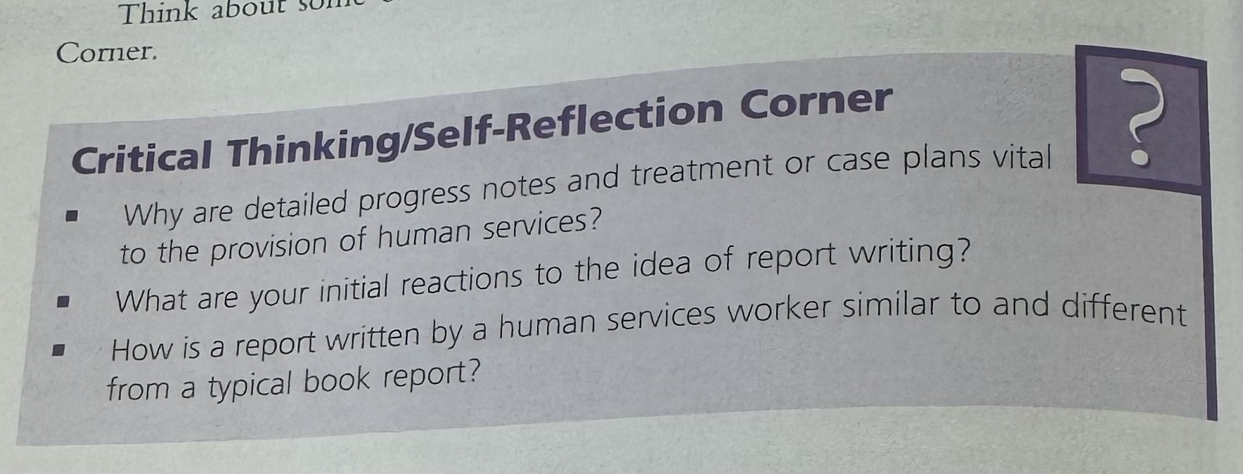 Solved Comer.Critical Thinking/Self-Reflection CornerWhy are | Chegg.com