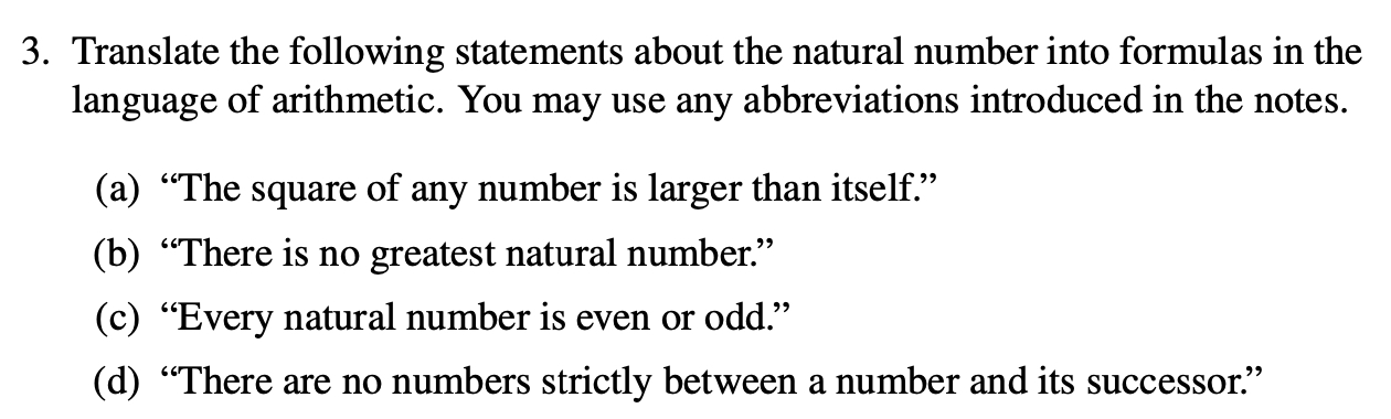 Solved Translate the following statements about the natural | Chegg.com