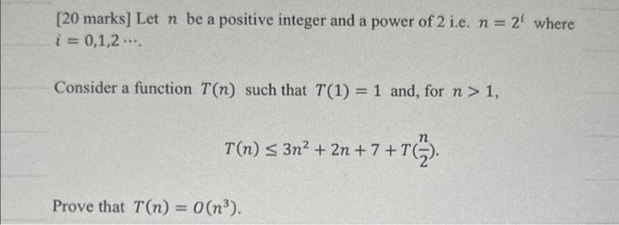 Solved [20 marks] Let n be a positive integer and a power of | Chegg.com