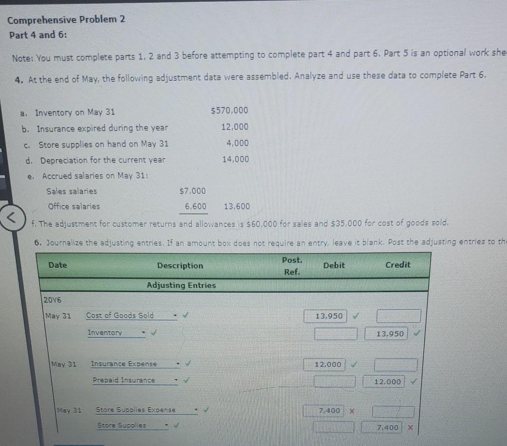 Comprehensive Problem 2 Part 4 and 6: Note: You must | Chegg.com