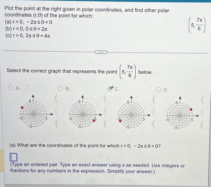 Solved Plot the point at the right given in polar | Chegg.com