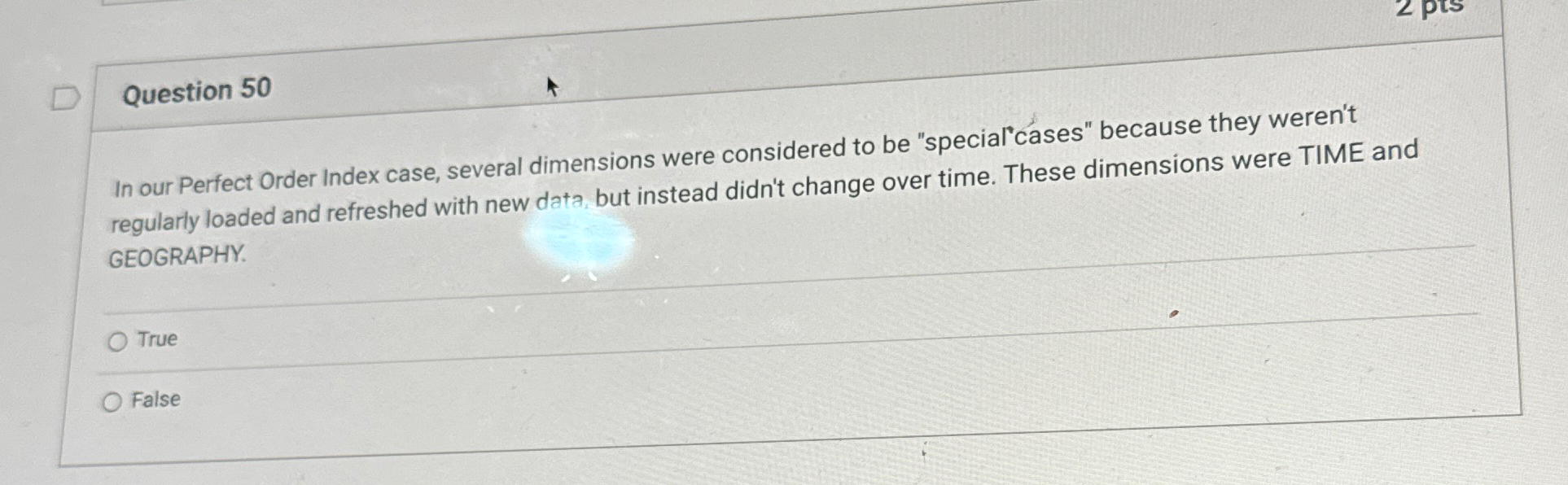 Solved Question 50In our Perfect Order Index case, several | Chegg.com