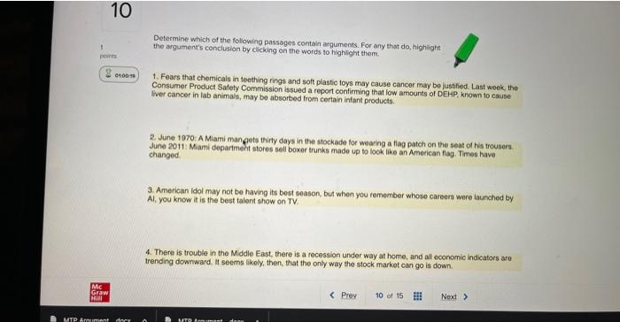 Determine which of the following passages contain | Chegg.com