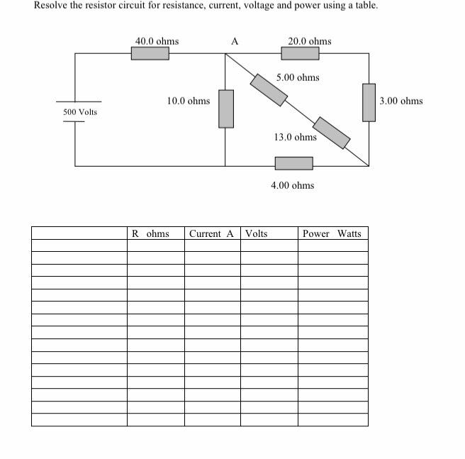 Solved Resolve the resistor circuit for resistance, current, | Chegg.com