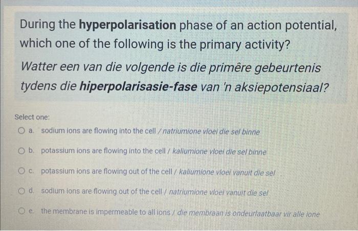 Solved During the hyperpolarisation phase of an action | Chegg.com