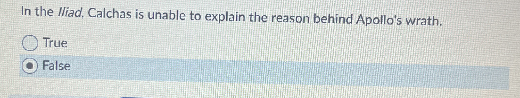 Solved In the Iliad, Calchas is unable to explain the reason | Chegg.com