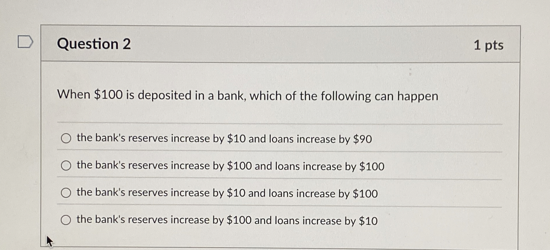 Solved Question 21 ﻿ptsWhen $100 ﻿is deposited in a bank, | Chegg.com