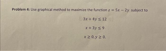 Solved Problem 4: Use graphical method to maximize the | Chegg.com