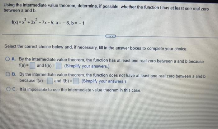 Solved Using the intermediate value theorem, determine, if | Chegg.com