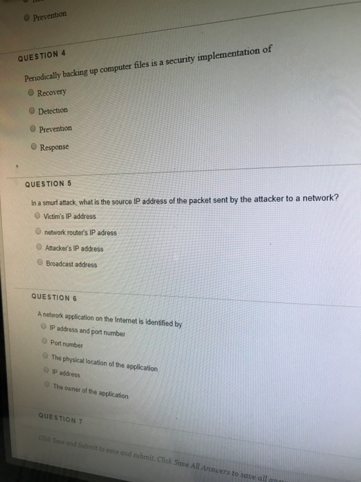Solved Prevention QUESTION 4 Periodically backing up | Chegg.com
