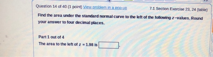 Solved Question 14 of 40 (1 point) View problem in a pop-up | Chegg.com