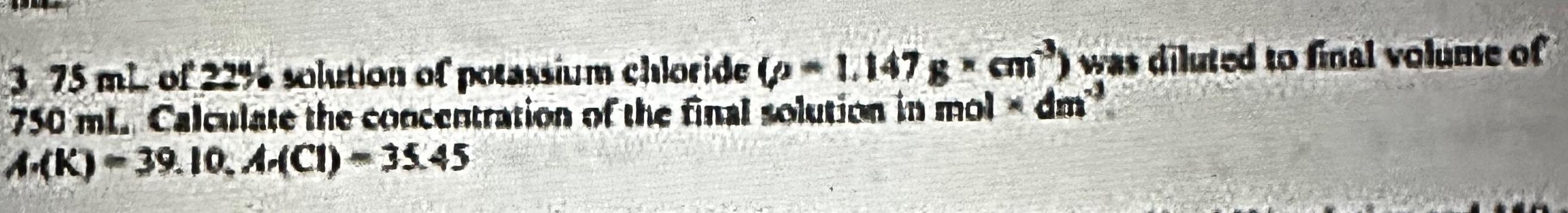Solved 75mL ﻿of 224 ﻿solution of potassium chloride | Chegg.com