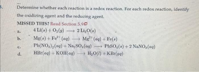 Solved Determine whether each reaction is a redox reaction. | Chegg.com