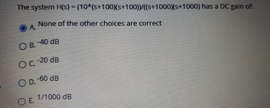 Solved The system H(s) = | Chegg.com