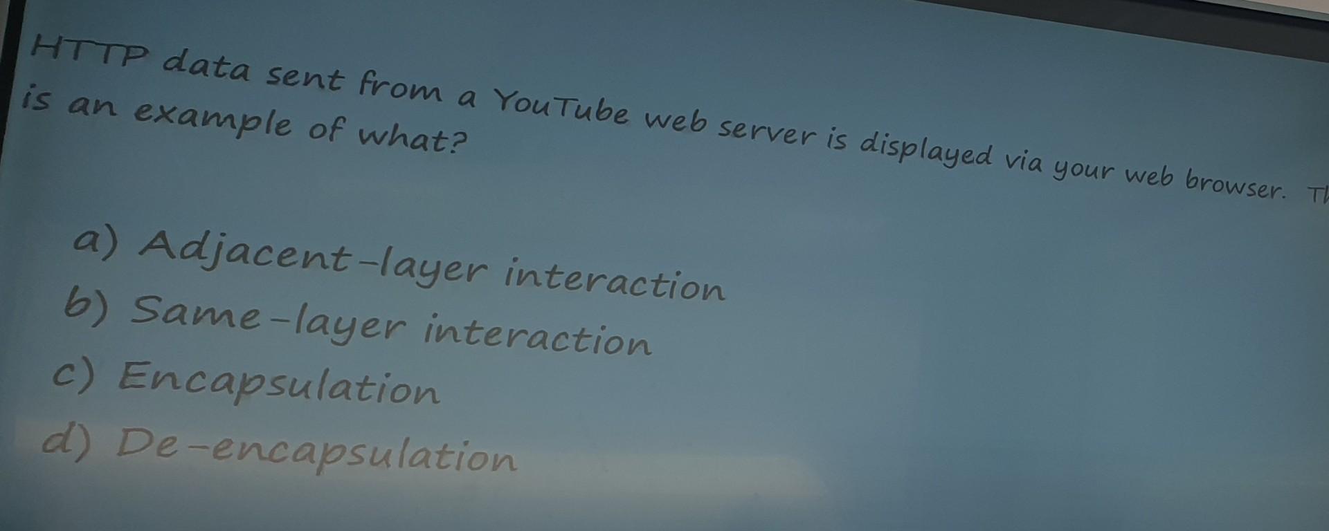 HTTP data sent from a YouTube web server is displayed | Chegg.com