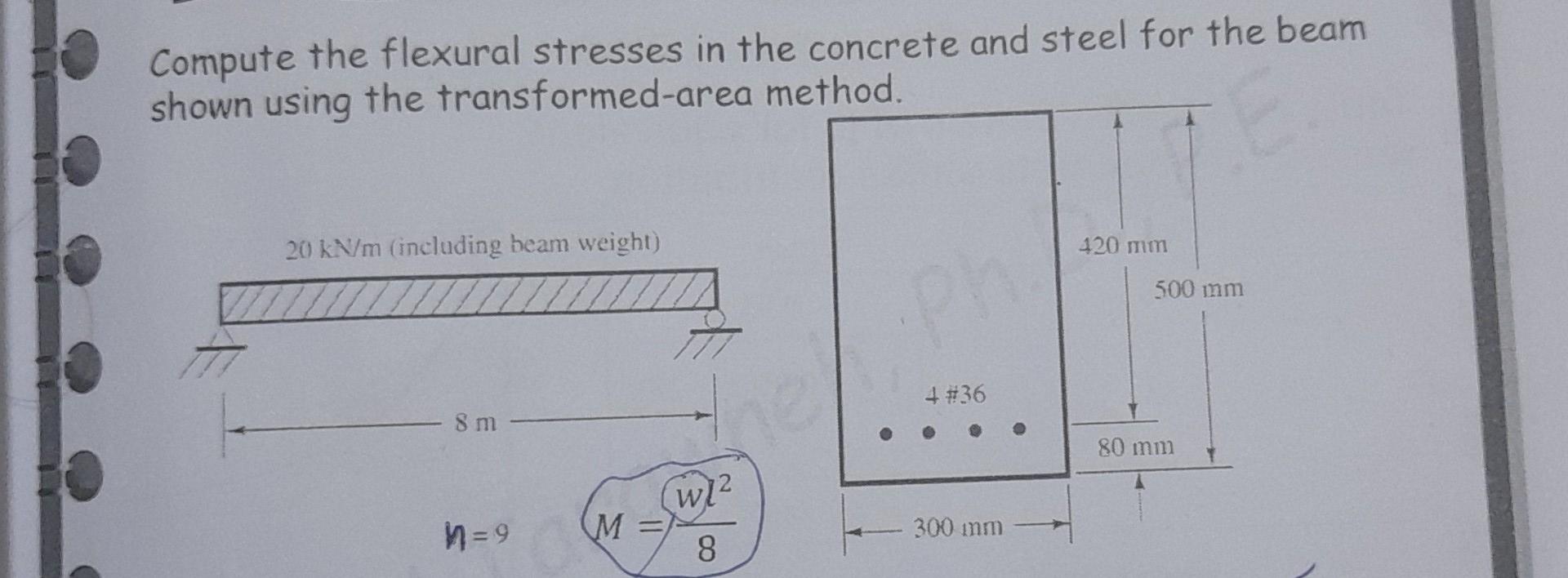 Solved Compute the flexural stresses in the concrete and | Chegg.com
