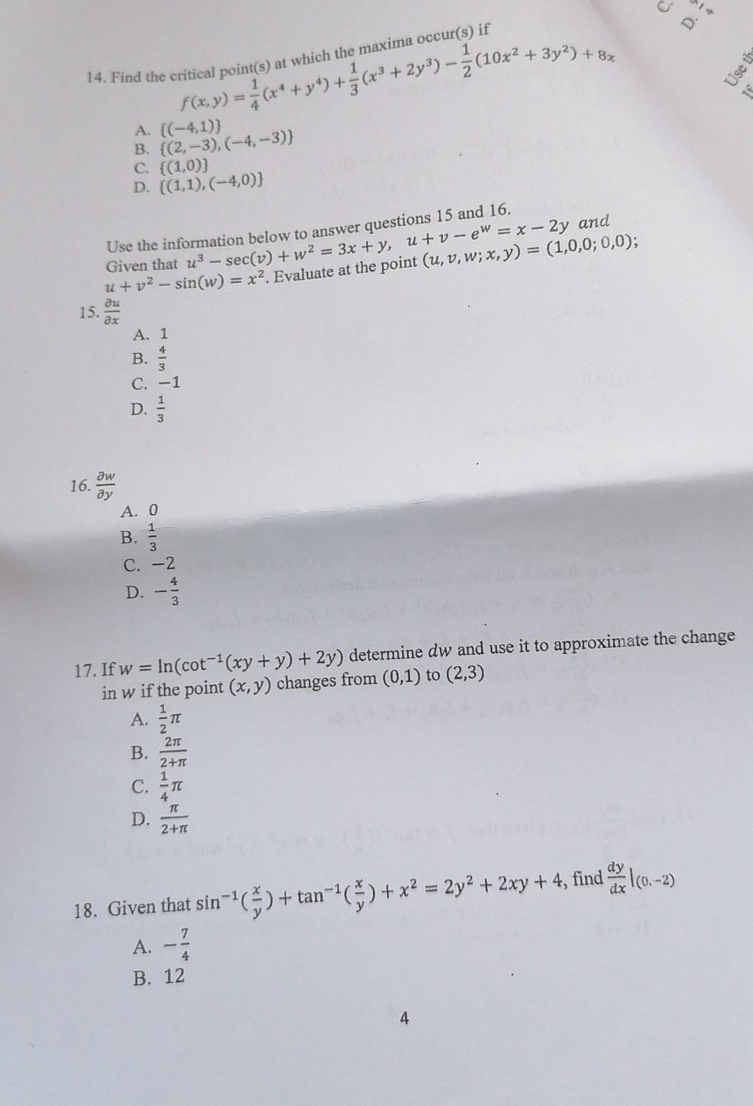 Solved 1. Given that z=u3+v3+w3−2uv+u−w, where | Chegg.com