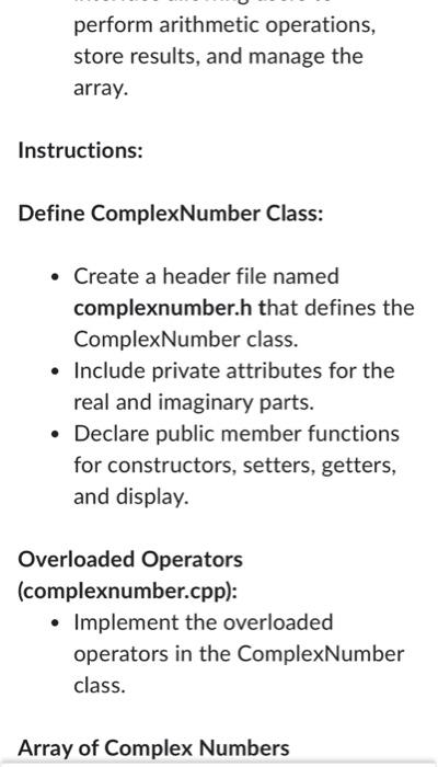 Solved Description: - Create a Complex Number Calculator | Chegg.com